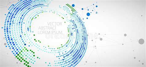 Halftone Science Background With Connecting Dots And Lines Digital Data Visualization Stock