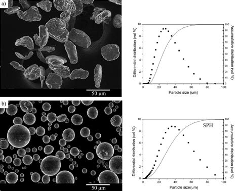 Sem Images Left And Particle Size Distribution Right Of A