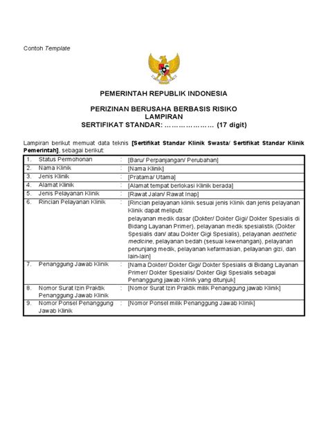 1 Contoh Template Lampiran Data Teknis Ss Klinik 23122021 Pdf