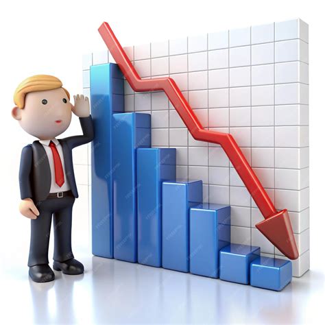 3d Graph Analysis Stock With Plummeting Character Holding A Graph Premium Ai Generated Image