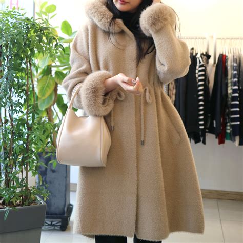 한정수량 최저가당일출고🖤 폭스퍼 트리밍 밍크 후드 허리 스트링 벨트 겨울 코트 5color 에이블리