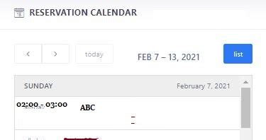 Javascript Full Calender Display Listview Day Slot Start And End Time