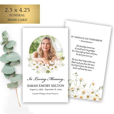 Mass Card Funeral Templates For A Celebration Of Life Keepsake