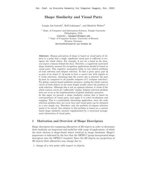 Pdf Shape Similarity And Visual Parts