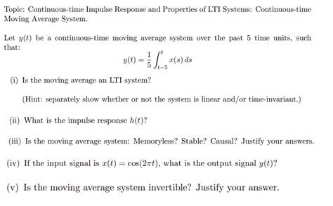 Solved Topic Continuous Time Impulse Response And