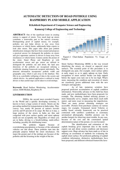 Pdf Automatic Detection Of Road Pothole Using Raspberry Pi And Mobile