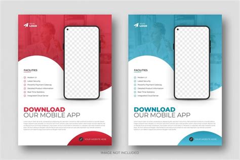 모바일 응용 프로그램을 위한 전단지 디자인 또는 브로셔 표지 템플릿 프리미엄 Psd 파일
