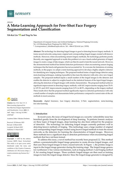 pdf a meta learning approach for few shot face forgery segmentation and classification