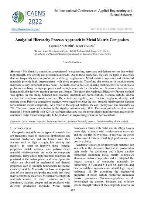 Pdf Analytical Hierarchy Process Approach In Metal Matrix Composites Pdf Analytical Hierarchy Process Approach In Metal Matrix Composites