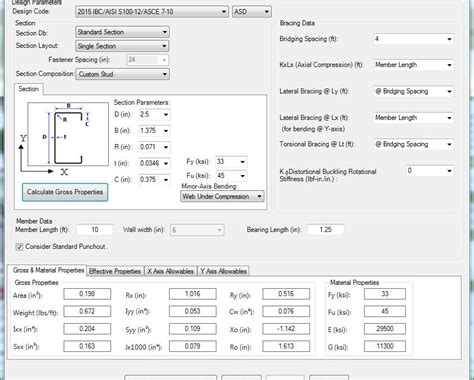 Section Properties Calculator Cold Formed Steel Design Software