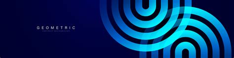 파란색 그라데이션 기하학적 모양이 있는 파란색 추상 배경 빛나는 푸른 둥근 선 디자인 최소한의 기하학 현대 미래 개념입니다 가로
