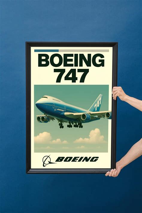 Boeing 747 Jumbo Jet Poster Retro Aviation Wall Art Classic Aircraft