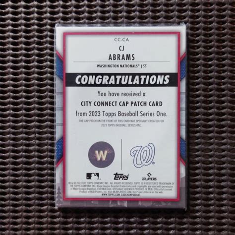 Cj Abrams City Connect Manufactured Patch 2023 Topps Series 1 Baseball