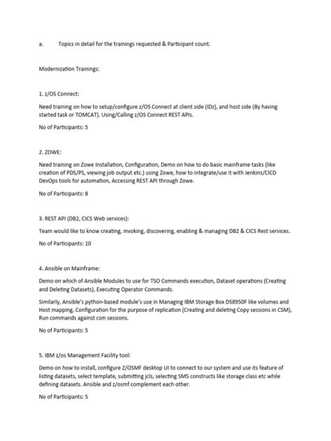 Mainframe Modernization Training Requirement Pdf Computers