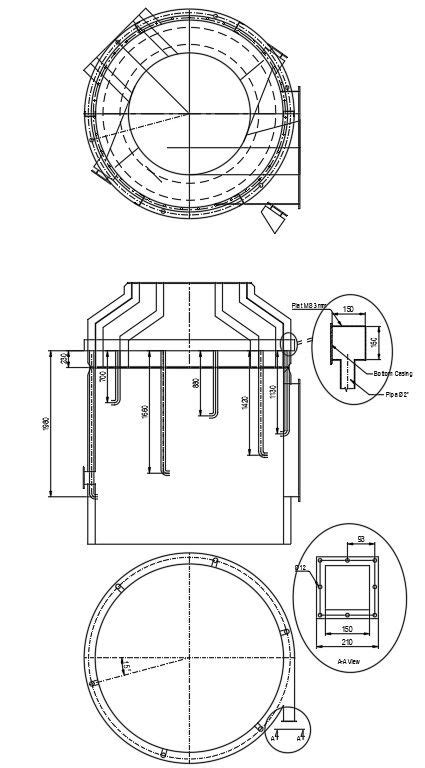 Front And Top View Of Incinerator Machine In Detail Autocad 2d Drawing Cad File Dwg File
