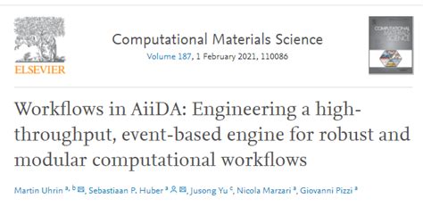 intersect new paper about workflows in aiida