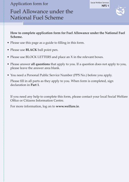 Fuel Allowance Application Form Crosscare