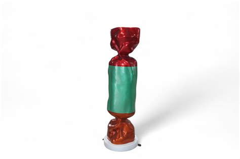 Wrapped Candy Statue Standing 5ft Large Metallic Green