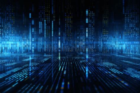 Generative Ai Image Of Abstract Technology Background With Blue Binary Data Stock Illustration
