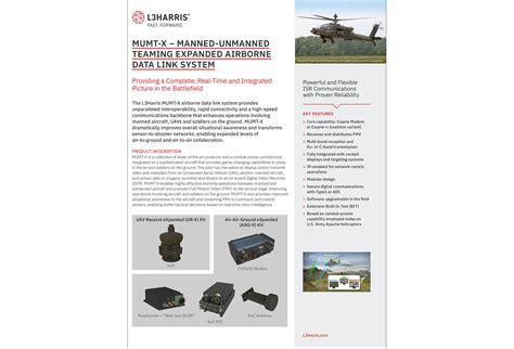 Mumt X Manned Unmanned Teaming Expanded Airborne Data Link System Sell Sheet L3harris® Fast