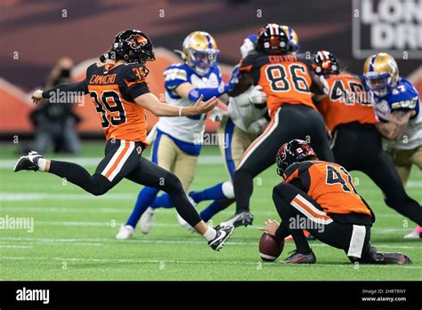 Bc Lions Jimmy Camacho 39 Kick A 49 Yard Field Goal As Stefan Flintoft 41 Holds During