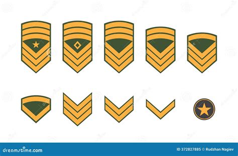 Military Rank Badges Army Insignia Icons Cartoon Vector