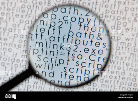 ILLUSTRATION An Illustrated Picture Shows A Magnifying Glass Magnifying The Source Code Of A