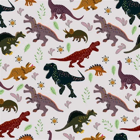 귀여운 공룡 캐릭터 일러스트 원활한 패턴 기간 그림 배경 배경 일러스트 및 사진 무료 다운로드 Pngtree