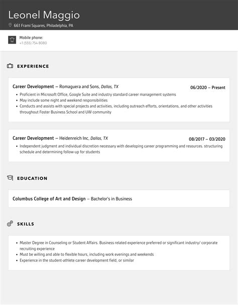 Career Development Resume Samples Velvet Jobs