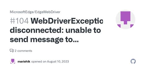 webdriverexception disconnected unable to send message to renderer