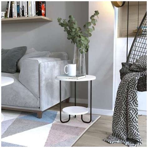 Журнальный столик круглый белый Corro Side Table White LEV00158 ...