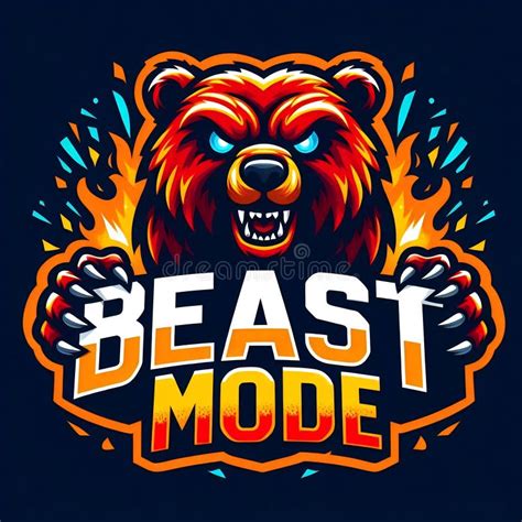 The Logo Of An Angry Looking Bear With The Words Beast Mode Stock