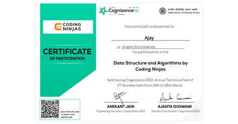 Ajay Workshop Certificate Of Data Structures And Algorithms Dsa By