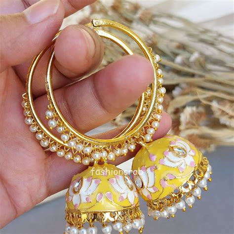 Yellow Color Jhumka For Saree