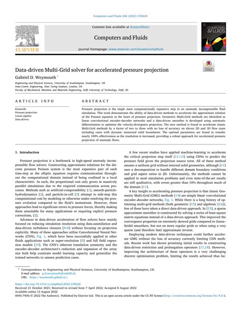 pdf data driven multi grid solver for accelerated pressure projection