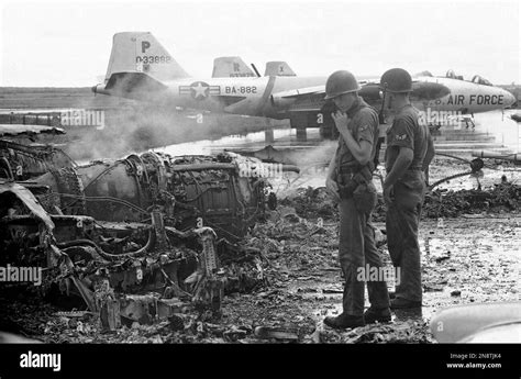 Us Soldiers Look At Wreckage Of Us Air Force B 57 Canberra Bomber