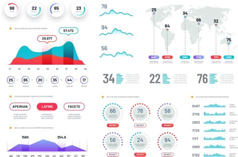 Dashboard Ui Modern Presentation With Data Graphs Vector Image