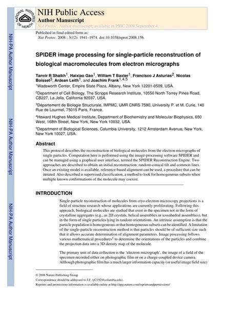 Pdf Spider Image Processing For Single Particle Reconstruction Of Biological Macromolecules