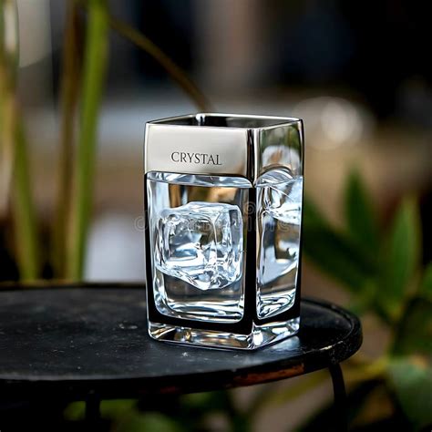 Luxury Rectangular Water Glass In Sleek Silver Edge With Text Crystal