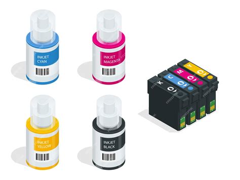 Premium Vector Isometric Cmyk Set Of Cartridges For Ink Jet Printer