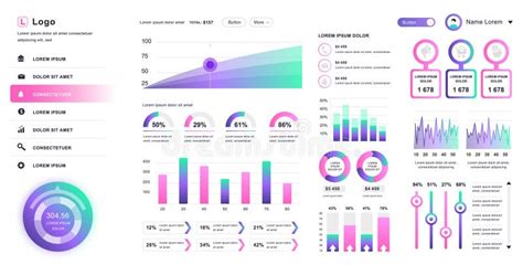 Infographic Ui Dashboard Mockup With Statistics And Analytics Web