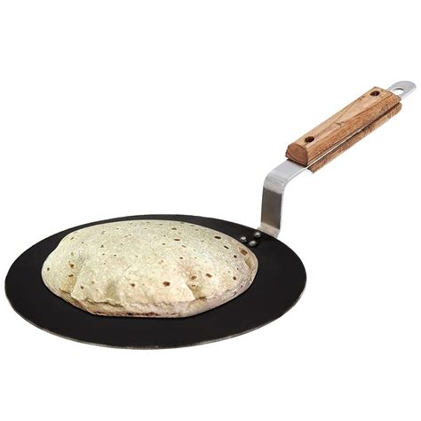 Yuktha Eternals Iron Tawa For Roti Chapati Dosa Loha Tawa With Wooden