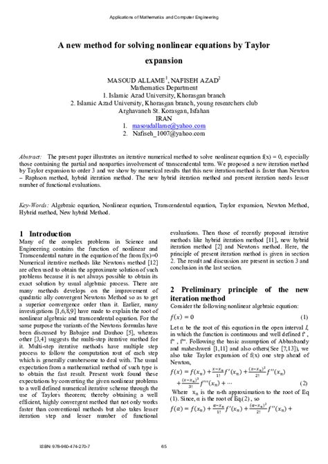 A New Method For Solving Nonlinear Equations By Taylor Expansion