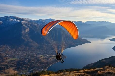 Premium AI Image Flying On A Paraglider View Of The Coast From A Height