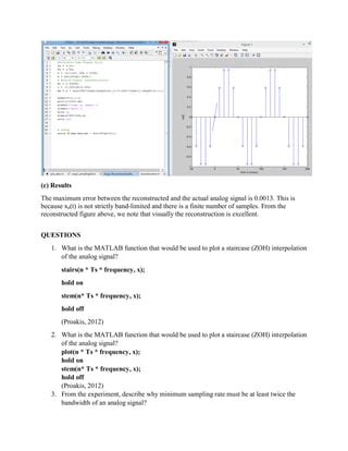 DIGITAL SIGNAL PROCESSING Sampling And Reconstruction On MATLAB PDF Digital Audio