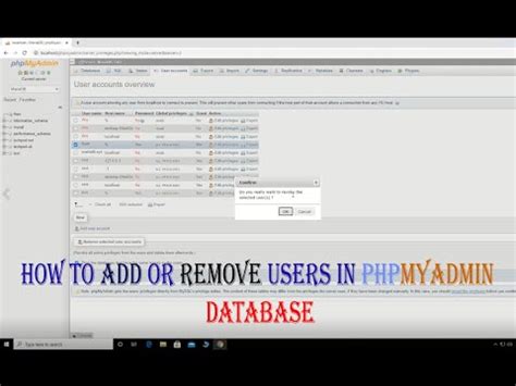 How To Add Or Remove Users In PhpMyAdmin Database YouTube
