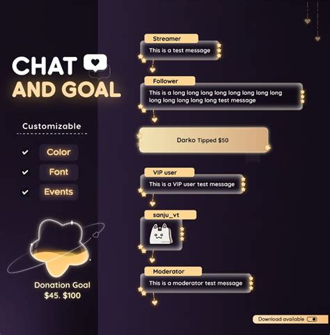 Chat Widget Customizable Glass Transparent Star Love Chat And Goal Stream Widgets Minimal
