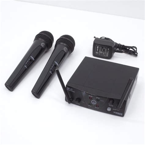 AKG ワイヤレスマイクセット SR40 MINI PRO2/HT40 MINI PRO マイク2本 2チャンネル受信機付き 音響機器 ...