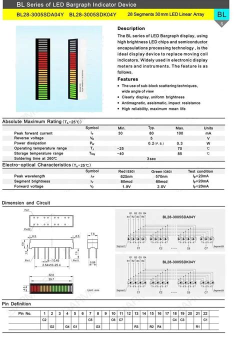 Taidacent 28 Segment Led Bar Graph Meter Digital Level Indicator For Electrical Equipment