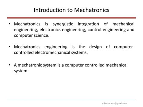 Introduction To Mechatronics Ppt